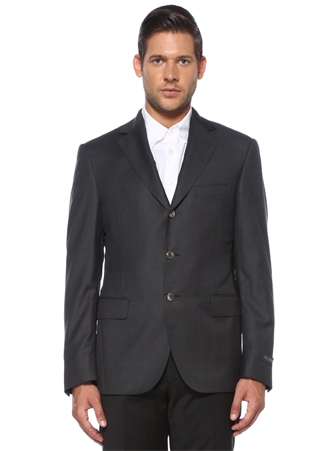 Pal Zileri Erkek Antrasit Kelebek Yaka Yün Ceket Gri 50 IT