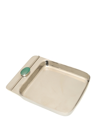 Luxuria Silver Yeşil Onyx Taşlı Servis Tabağı Bej