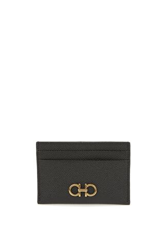 Salvatore Ferragamo Kadın Siyah Logolu Deri Kartlık EU