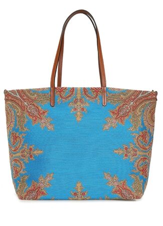 Etro Kadın Mavi Şal Desenli Omuz Çantası EU