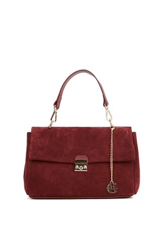 George Hogg Kadın Bordo Süet Omuz Çantası Eu