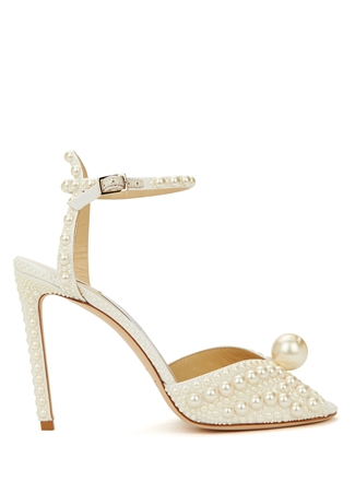 Jimmy Choo Kadın Beyaz İnci Detaylı Deri Gece Ayakkabısı 36.5 EU Jimmy Choo Kadın Beyaz İnci Detaylı Deri Gece Ayakkabısı 36.5 EU