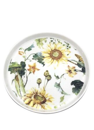 Mi Su Deco Ayçiçeği Desenli 25 cm Krem Yemek Tabağı Çok Renkli