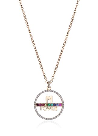 Sim&Roz Kadın M Harf Mantra Altın Rengi Kolye EU