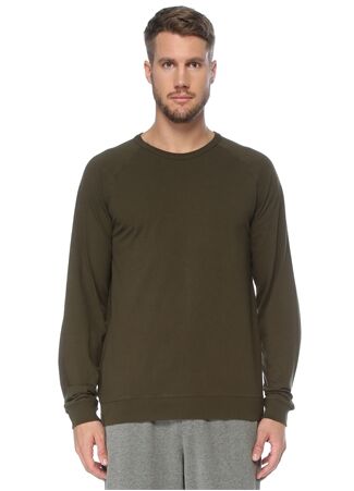 American Vintage Erkek Haki Bisiklet Yaka Sweatshirt S EU