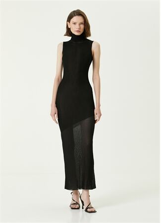 Aya Muse Kadın Siyah Balıkçı Yaka Kolsuz Maksi Elbise S EU