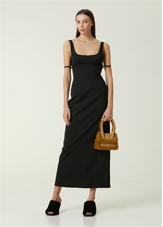Jacquemus Kadın Siyah Sırt Detaylı Midi Elbise 36 FR