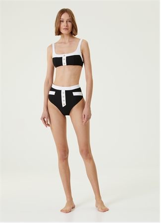 Balmain Kadın Siyah Beyaz Düğmeli Yüksek Bel Bikini Takımı 36 Fr Balmain Kadın Siyah Beyaz Düğmeli Yüksek Bel Bikini Takımı 36 Fr