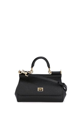 Dolce&Gabbana Kadın Sicily Siyah Deri Omuz Çantası EU Dolce&Gabbana Kadın Sicily Siyah Deri Omuz Çantası EU