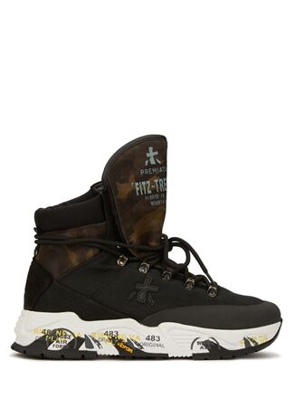 Premiata Erkek Siyah Desenli Taban Detaylı Bot 4 EU