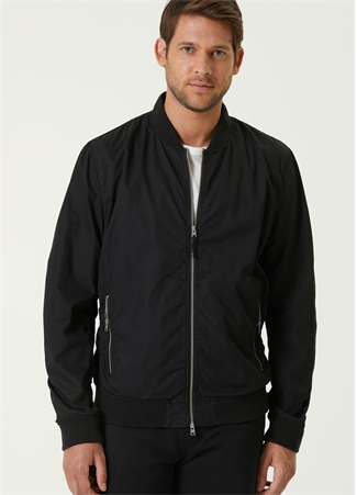 Allsaints Erkek Bassett Siyah Dik Yaka Bomber Mont S EU