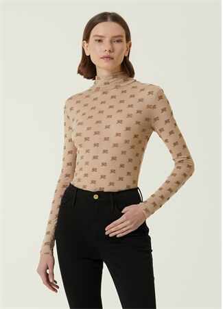 Wasted Kadın Nude Dik Yaka Logo Desenli Body Bej XS EU Wasted Kadın Nude Dik Yaka Logo Desenli Body Bej XS EU