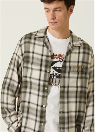 Allsaints Erkek Ekru Ekoseli Gömlek Bej S EU