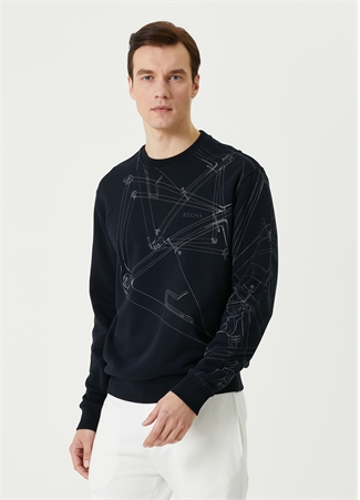 Z Zegna Erkek Mavi Desenli Logolu Sweatshirt M Eu Z Zegna Erkek Mavi Desenli Logolu Sweatshirt M Eu
