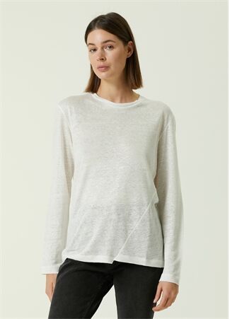 Lol Kadın Beyaz Keten T-shirt SM EU