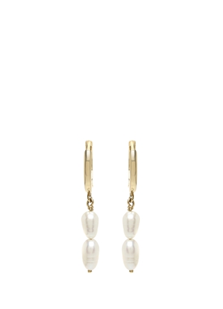 Collection-By İncifer Kadın Halka Formlu Sallantılı İncili Altın Rengi Küpe EU