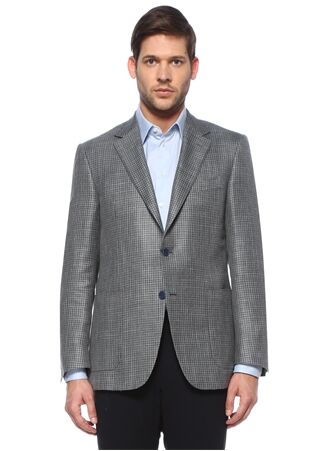 Canali Erkek Kelebek Yaka Kazayağı Desenli Yün Ceket Yeşil 54 IT