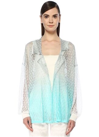 Missoni Kadın Turkuaz Beyaz Degrade Dantel Gömlek Mavi 40 IT