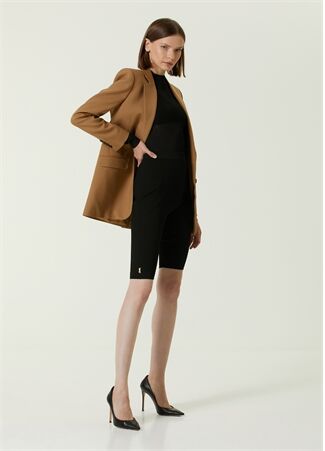 Kadın Siyah Ribli Biker Şort L EU