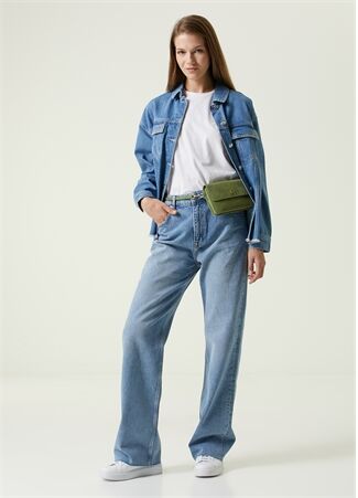 Beymen Club Kadın Mavi Wide Leg Jean Pantolon 25