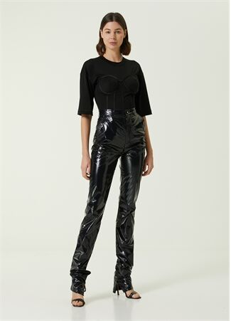 Dolce&Gabbana Kadın Siyah Parlak Dokulu Pantolon 40 IT