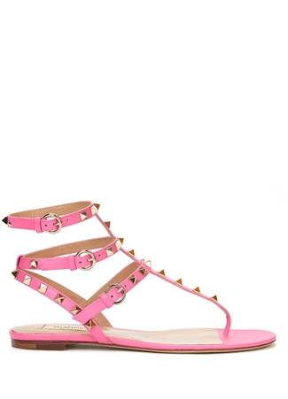Valentino Garavani Kadın Rockstud Pembe Deri Sandalet 35.5 EU Valentino Garavani Kadın Rockstud Pembe Deri Sandalet 35.5 EU