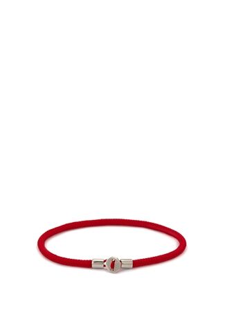 AtolyeWolf Erkek Kırmızı Örgü Dokulu Gümüş Rengi Bileklik EU