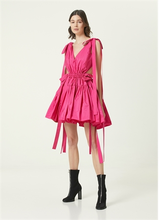 Alexander Mcqueen Kadın Pembe V Yaka Büzgülü Mini Kokteyl Elbise 40 It Alexander Mcqueen Kadın Pembe V Yaka Büzgülü Mini Kokteyl Elbise 40 It