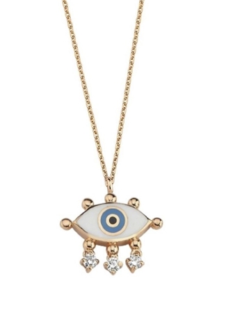 Collection-Selda Jewellery Kadın Göz Formlu Pırlantalı Altın Rengi Kolye EU