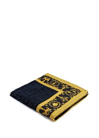 Versace Mavi Logo Jakarlı Banyo Havlusu