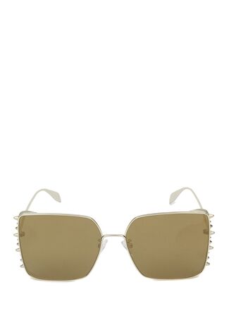 Alexander McQueen Kadın Kahverengi Kare Formlu Güneş Gözlüğü EU