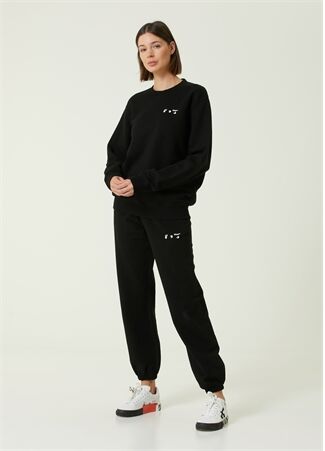 Off-White Kadın Siyah Bisiklet Yaka Sweatshirt S EU