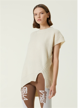 Stella McCartney Kadın Ekru Kısa Kol Kaşmir Triko Bej 42 IT Stella McCartney Kadın Ekru Kısa Kol Kaşmir Triko Bej 42 IT