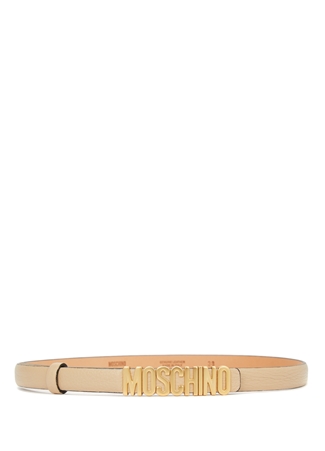Moschino Kadın Bej Logolu Deri Kemer 38 IT Moschino Kadın Bej Logolu Deri Kemer 38 IT