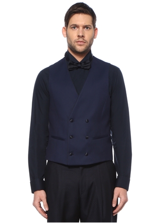 Cerimonia Erkek Lacivert V Yaka Kruvaze Yelek 46 IT