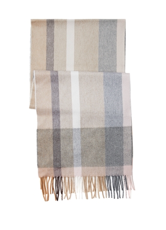 Begg&Co Erkek Arran Bej Püsküllü Ekose Desenli Kaşmir Atkı Pembe EU Begg&Co Erkek Arran Bej Püsküllü Ekose Desenli Kaşmir Atkı Pembe EU