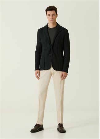 Maurizio Baldassari Erkek Yeşil Uzun Kollu Yün T-shirt M EU