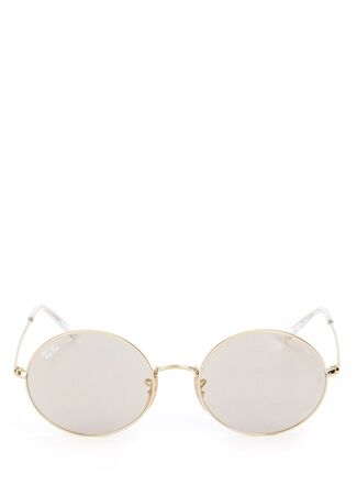 Ray-Ban Altın Rengi Yuvarlak Formlu Güneş Gözlüğü Kahverengi 54 EU