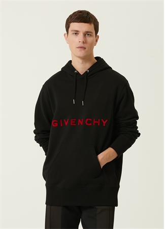 Givenchy Erkek Siyah Kapüşonlu Logolu Sweatshirt S EU