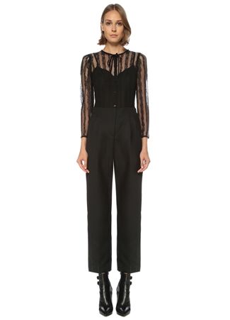 Sandro Kadın Siyah Dante Garnili Tulum 36 FR