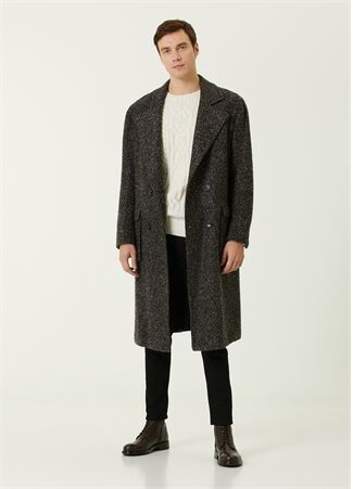 Kiton Erkek Siyah Beli Kuşaklı Yün Palto 52 IT Kiton Erkek Siyah Beli Kuşaklı Yün Palto 52 IT