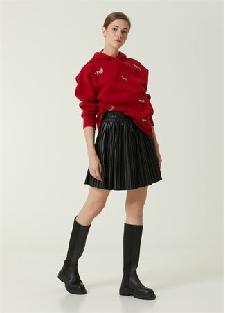 Beymen Club Kadın Siyah Pilili Mini Suni Deri Etek 38