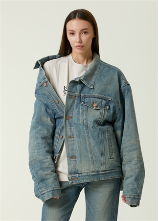 Balenciaga Kadın Mavi Yaka Detaylı Denim Ceket S EU Balenciaga Kadın Mavi Yaka Detaylı Denim Ceket S EU