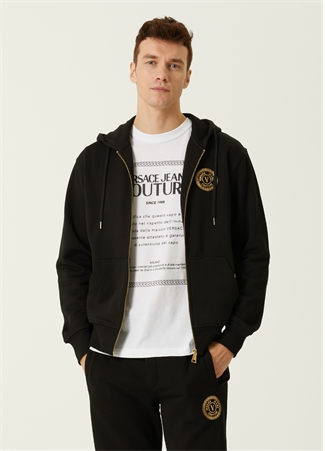 Versace Jeans Couture Erkek Siyah Gold Kapüşonlu Logolu Sweatshirt S EU Versace Jeans Couture Erkek Siyah Gold Kapüşonlu Logolu Sweatshirt S EU