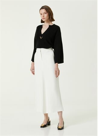 Valentino Kadın Beyaz Midi İpek Etek 40 IT