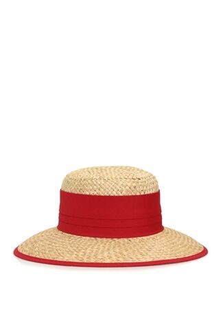 Beymen Collection Kadın Ekru Kırmızı Bantlı Hasır Şapka EU Beymen Collection Kadın Ekru Kırmızı Bantlı Hasır Şapka EU