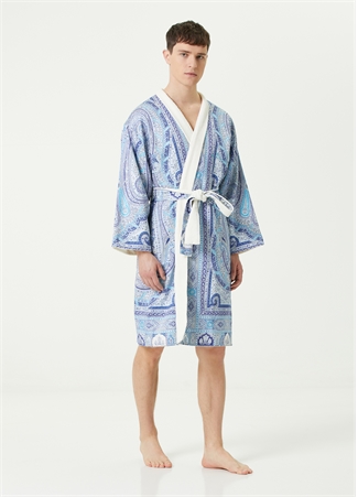 Etro Home Mavi Etnik Desenli Bornoz Etro Home Mavi Etnik Desenli Bornoz
