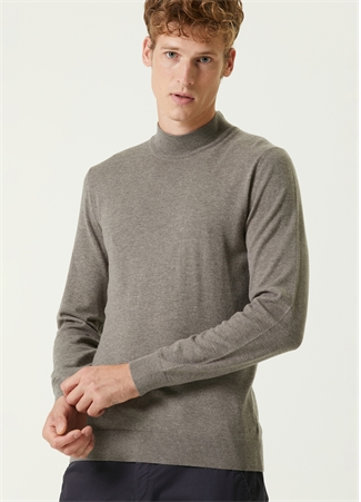 Beymen Collection Erkek Vizon Yarım Balıkçı Yaka Yün Kazak Bej S EU