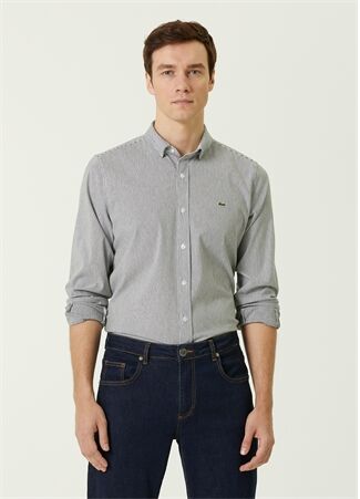 Lacoste Erkek Slim Fit Siyah Çizgi Desenli Gömlek S EU Lacoste Erkek Slim Fit Siyah Çizgi Desenli Gömlek S EU