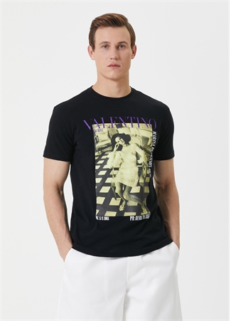 Valentino Erkek Siyah Figür Baskılı Logolu T-shirt S Eu Valentino Erkek Siyah Figür Baskılı Logolu T-shirt S Eu